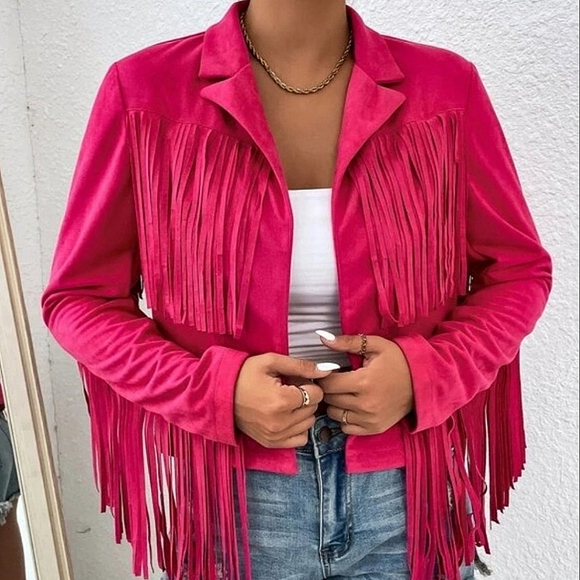 Jackets & Coats | New Chic Faux Suede Leather Fringe Western Jacket Hot ...